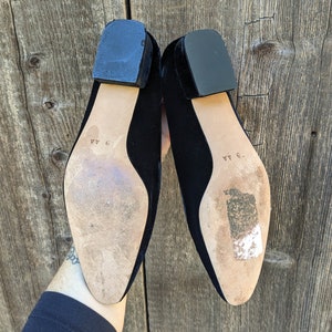 90s Vintage Black Velvet Escada Flats / Metallic Gold Leather Insole ...