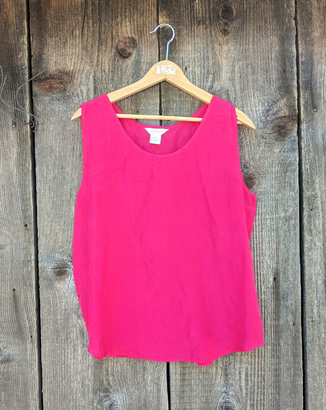 80s Vintage Hot Pink Silk Tank Top / Bold Statement Neon Boxy Shirt ...