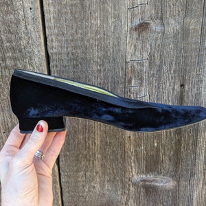 90s Vintage Black Velvet Escada Flats / Metallic Gold Leather Insole ...
