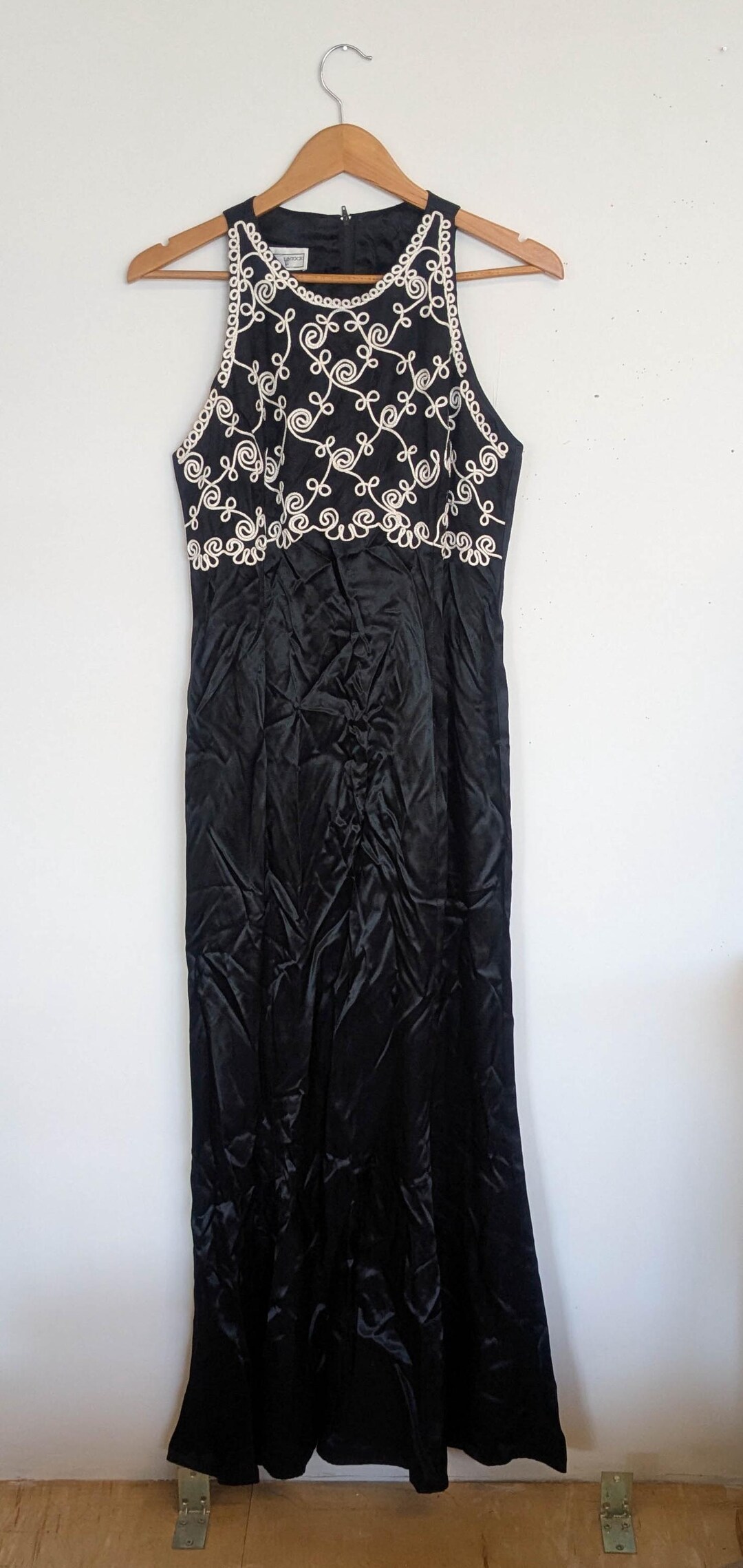 90s Vintage Y2K Black Satin Prom Dress / Gunne Sax Jessica Mcclintock ...
