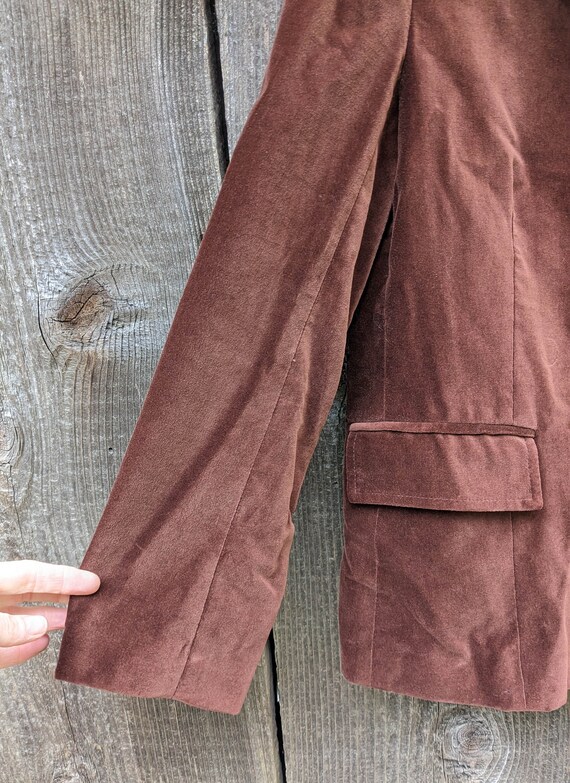 80s vintage velvet blazer suit coat / puce brown purp… - Gem