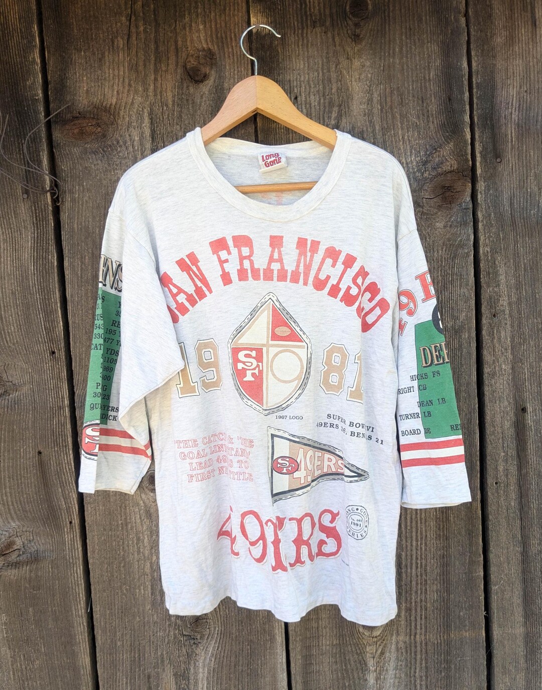 90s Vintage SF 49ers T Shirt / Rare 1991 Full Team Picture 1981 Reissue ...