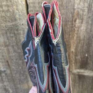 70s Vintage Leather Python Cowboy Boots 6 / Justin Black Red Snakeskin ...