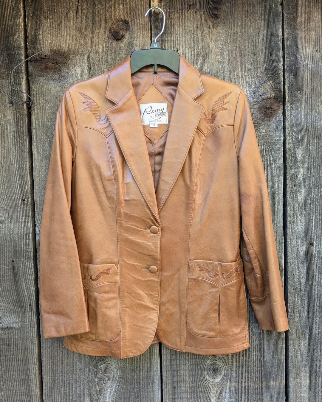70s Vintage Leather Western Blazer / Remy USA M L / Buttery Soft ...