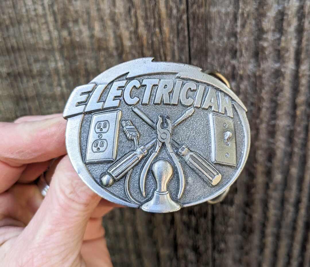 80s Vintage Electrician Belt Buckle / Joke Novelty Gift Electrical ...