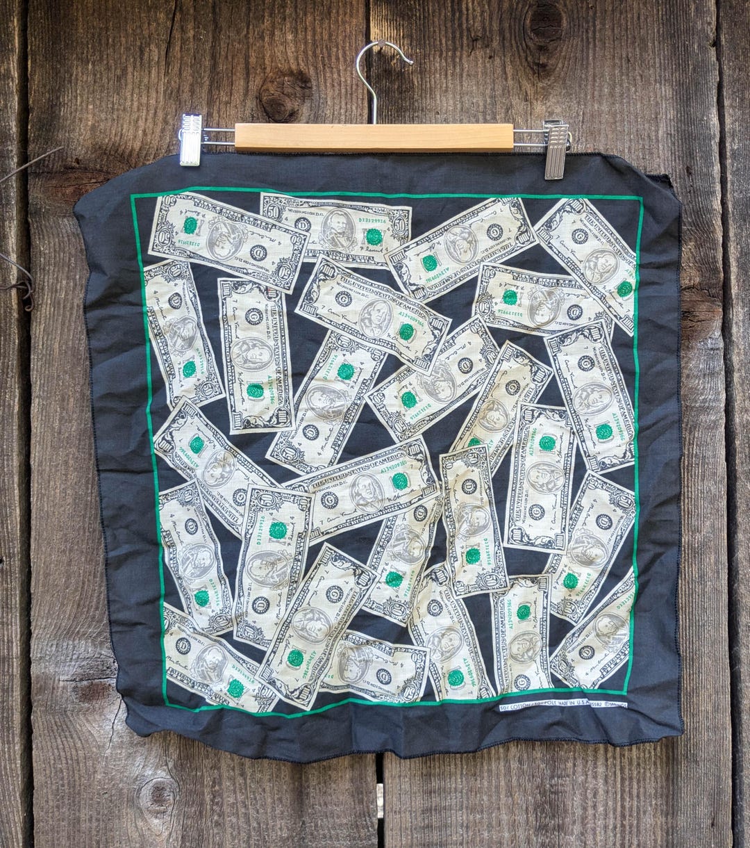90s Vintage Money Print Bandana / Fifty Hundred Dollar Bills Benjamins ...