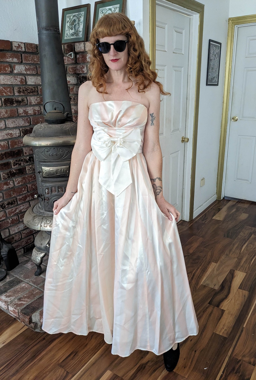 80s Vintage Gunne Sax Formal Gown / Strapless Princess Dress Pink White ...