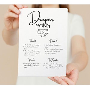 Diaper Pong Game Table Sign, Baby Shower Games, Baby Shower Activity ...