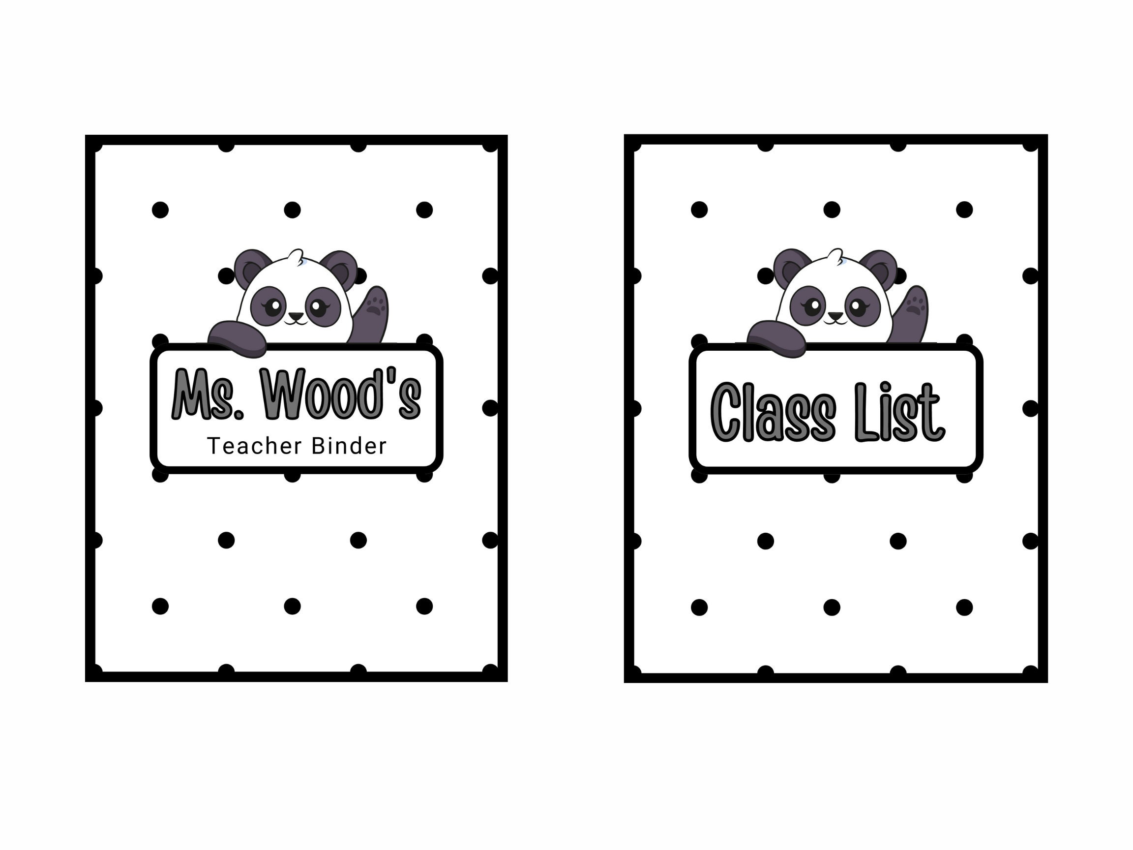 Panda Binder Covers, Teachers Binder Decor, Classroom Decor, Panda ...