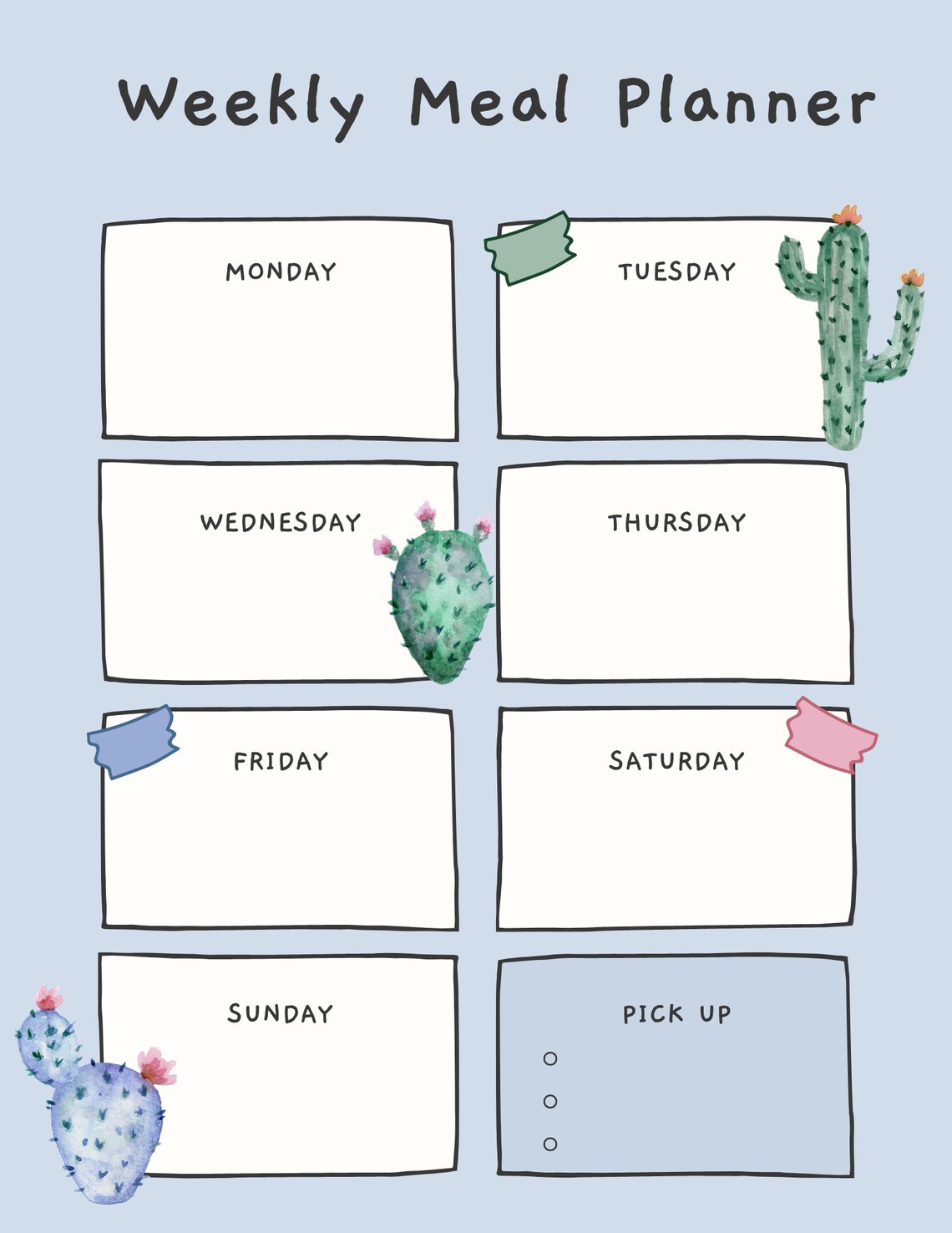 Weekly Menu Planner, Printable Weekly Menu, Fillable Weekly Menu, Meal ...