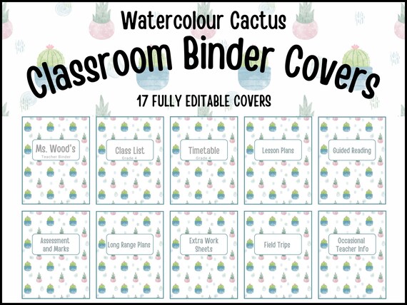 Cactus Binder Covers Teachers Binder Decor Classroom Decor - Etsy