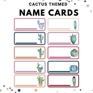 Cactus Themed Name Tags, Classroom Name Tags, Desk Name Tags, Binder ...