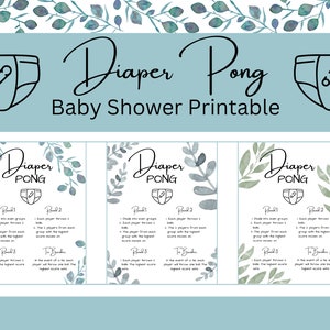 Diaper Pong Game Table Sign, Baby Shower Games, Baby Shower Activity ...