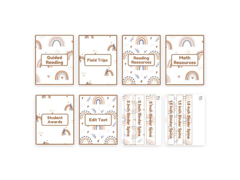 Boho Rainbow Binder Covers, Earthy Classroom, Brown Beige Teacher ...