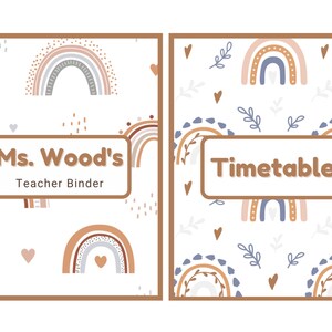 Boho Rainbow Binder Covers, Earthy Classroom, Brown Beige Teacher ...