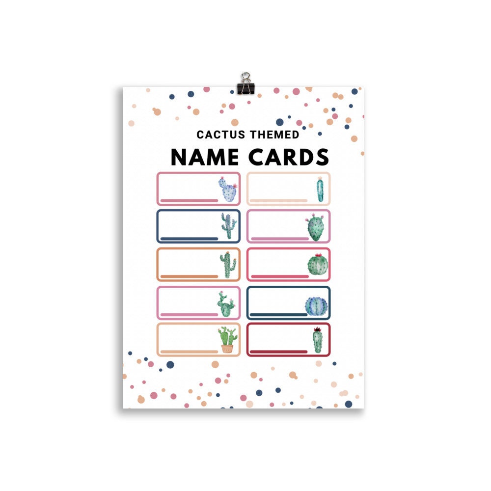 Cactus Themed Name Tags, Classroom Name Tags, Desk Name Tags, Binder ...