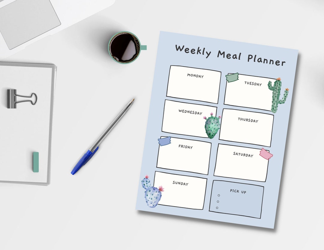 Weekly Menu Planner, Printable Weekly Menu, Fillable Weekly Menu, Meal ...