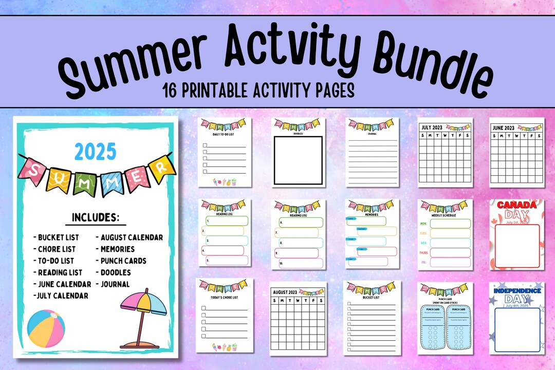 Kids Summer Activity Bundle, Printable, Summer Memories, Summer ...
