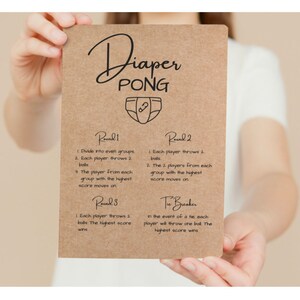 Diaper Pong Game Table Sign, Baby Shower Games, Baby Shower Activity ...