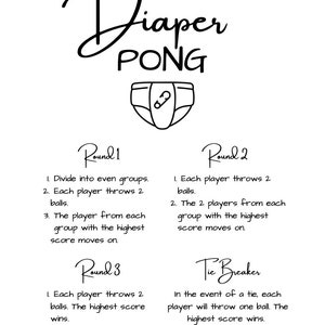 Diaper Pong Game Table Sign, Baby Shower Games, Baby Shower Activity ...