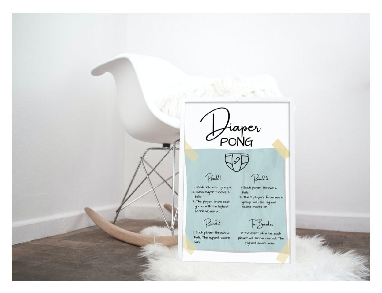 Diaper Pong Game Table Sign, Baby Shower Games, Baby Shower Activity ...