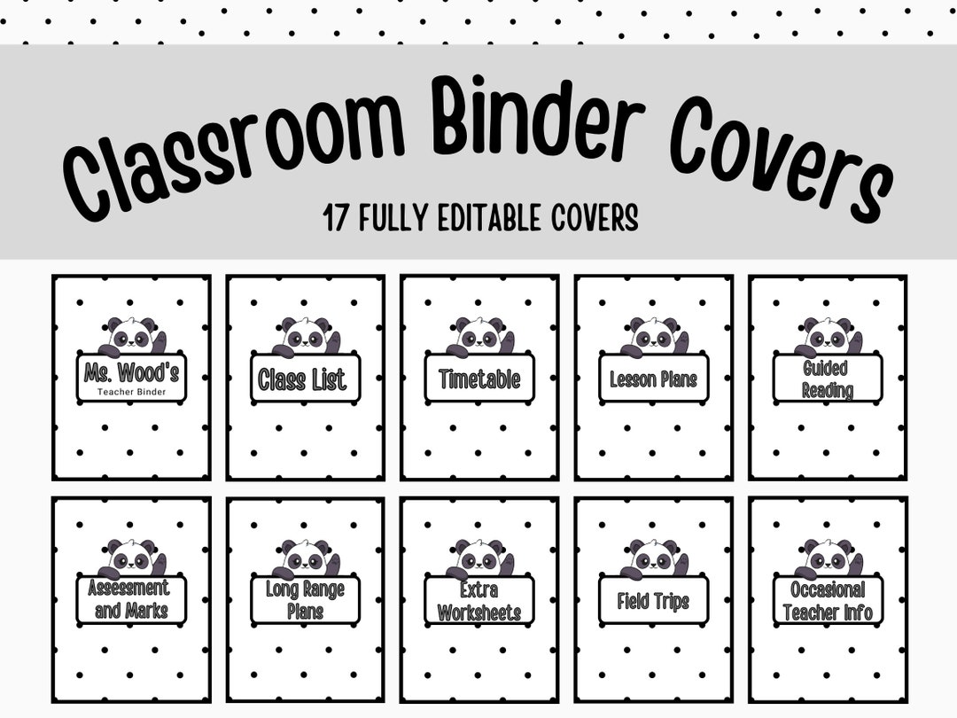 Panda Binder Covers, Teachers Binder Decor, Classroom Decor, Panda ...