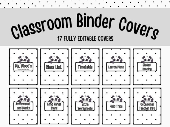 Panda Binder Covers Teachers Binder Decor Classroom Decor - Etsy
