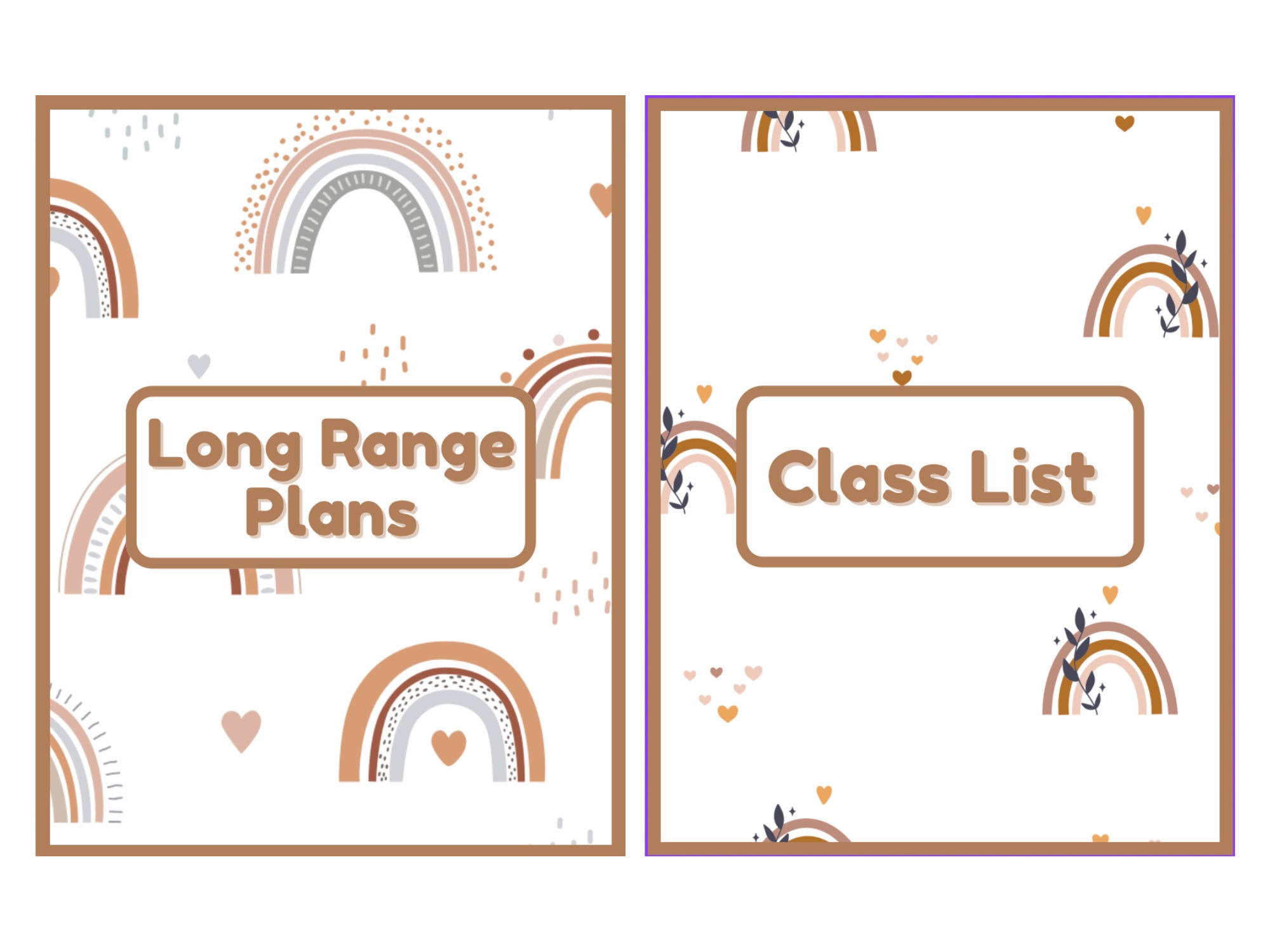 Boho Rainbow Binder Covers, Earthy Classroom, Brown Beige Teacher ...