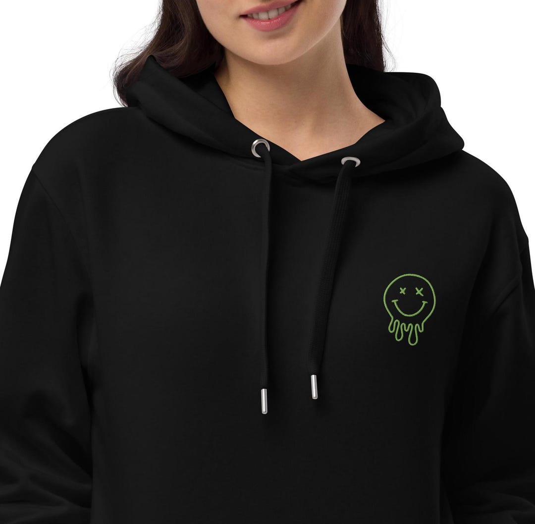 Melting Smiley Face Hoodie, Embroidered Smile, Positive Happy ...