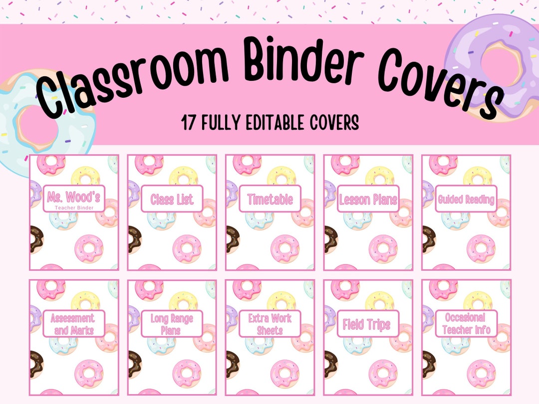 Donut Binder Covers, Teachers Binder Decor, Classroom Decor, Donut ...