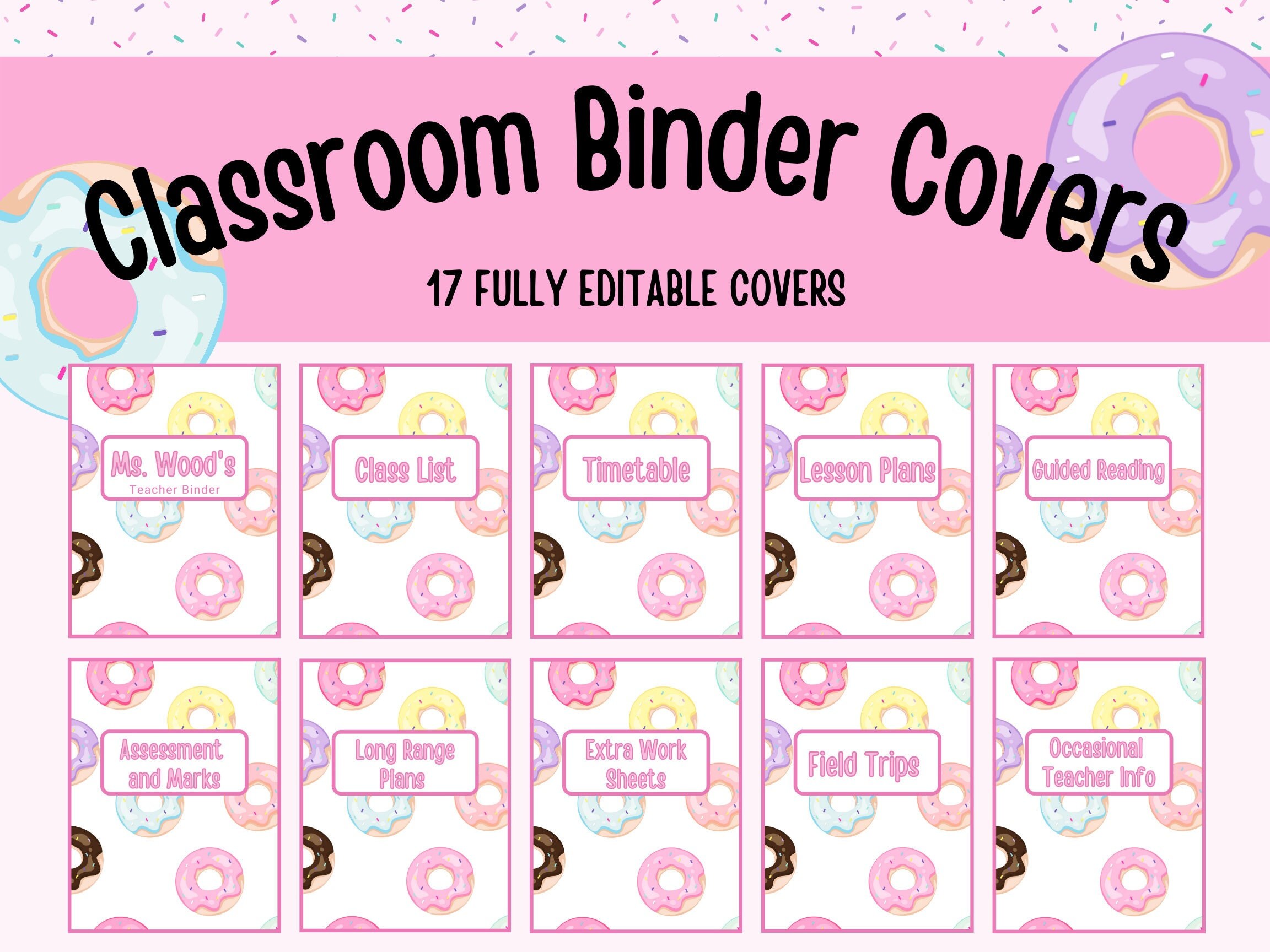 Donut Binder Covers, Teachers Binder Decor, Classroom Decor, Donut ...