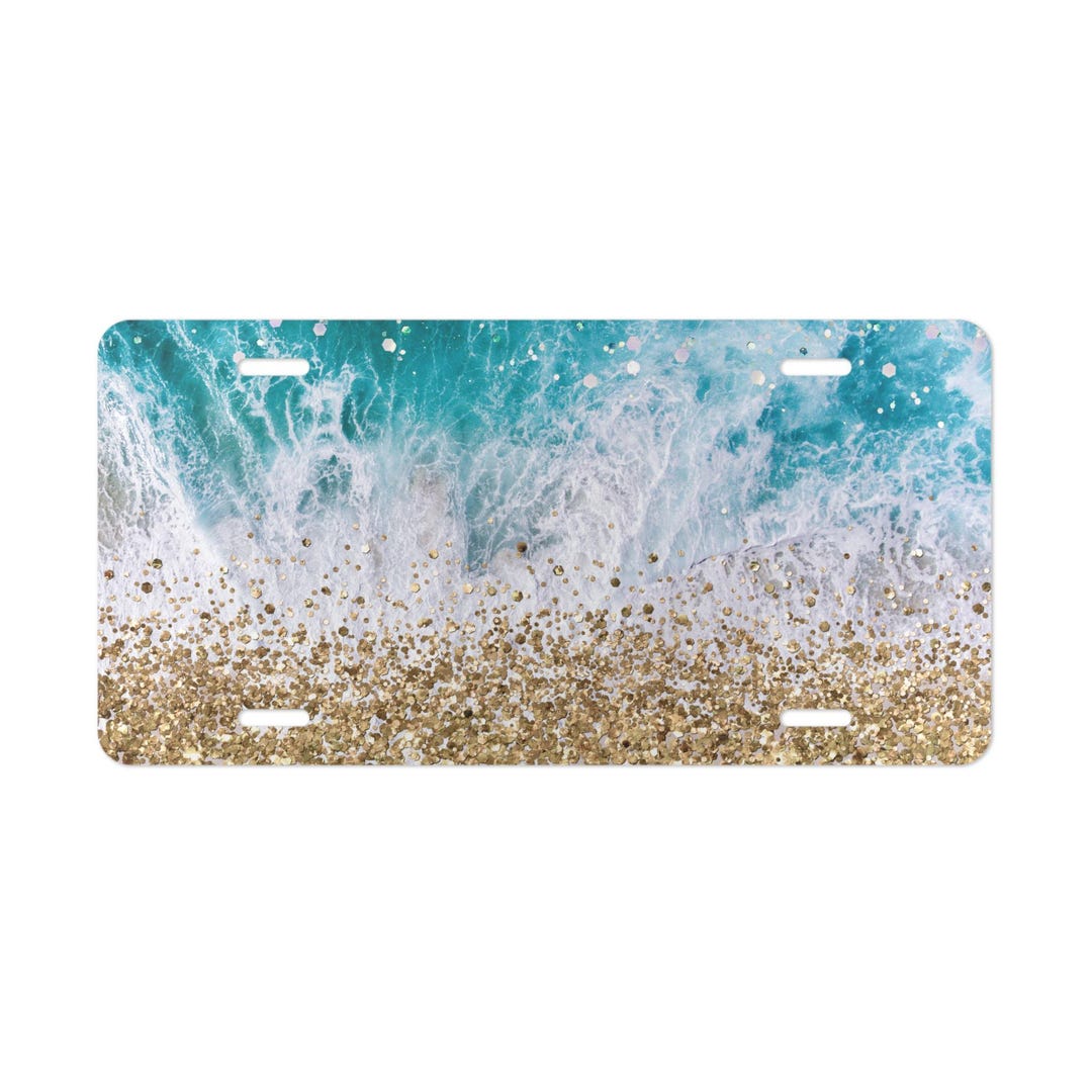 Glittery Ocean Waves Vanity Plate: Coastal Car Accessory - Etsy