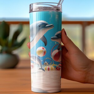 Dolphin Tumbler Wrap, Beach Dolphins, Digital Download, Ocean Theme ...