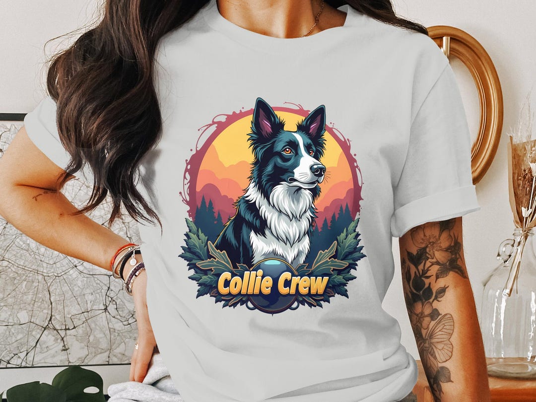 Collie Crew Digital Art Print, Collie Dog Illustration, Instant ...