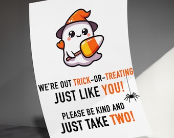 Trick or Treat Please Take One Sign, Halloween Party Decor, Candy Sign ...