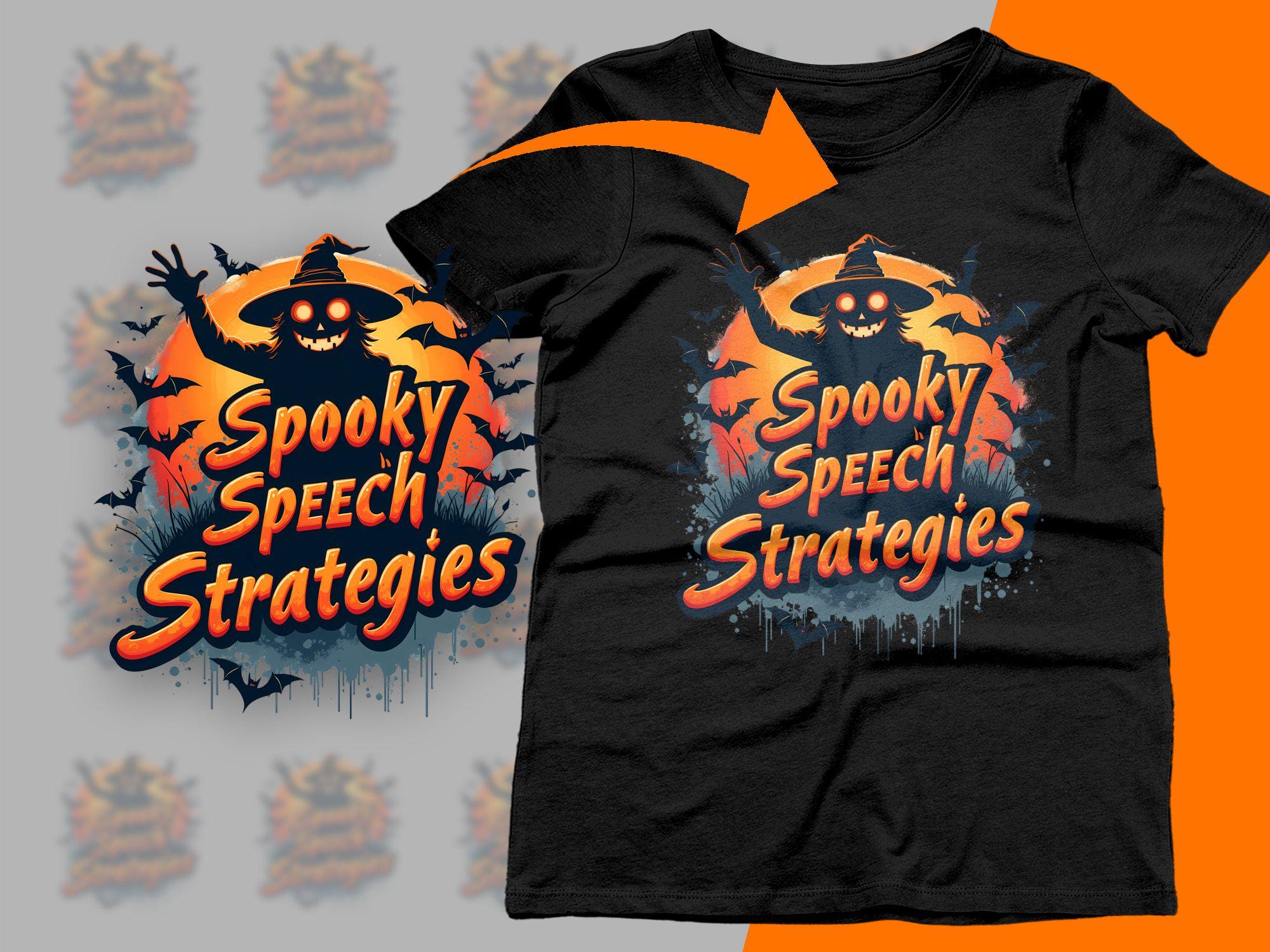 Spooky Speech Strategies PNG: Halloween Witch & Bats Graphic (digital ...