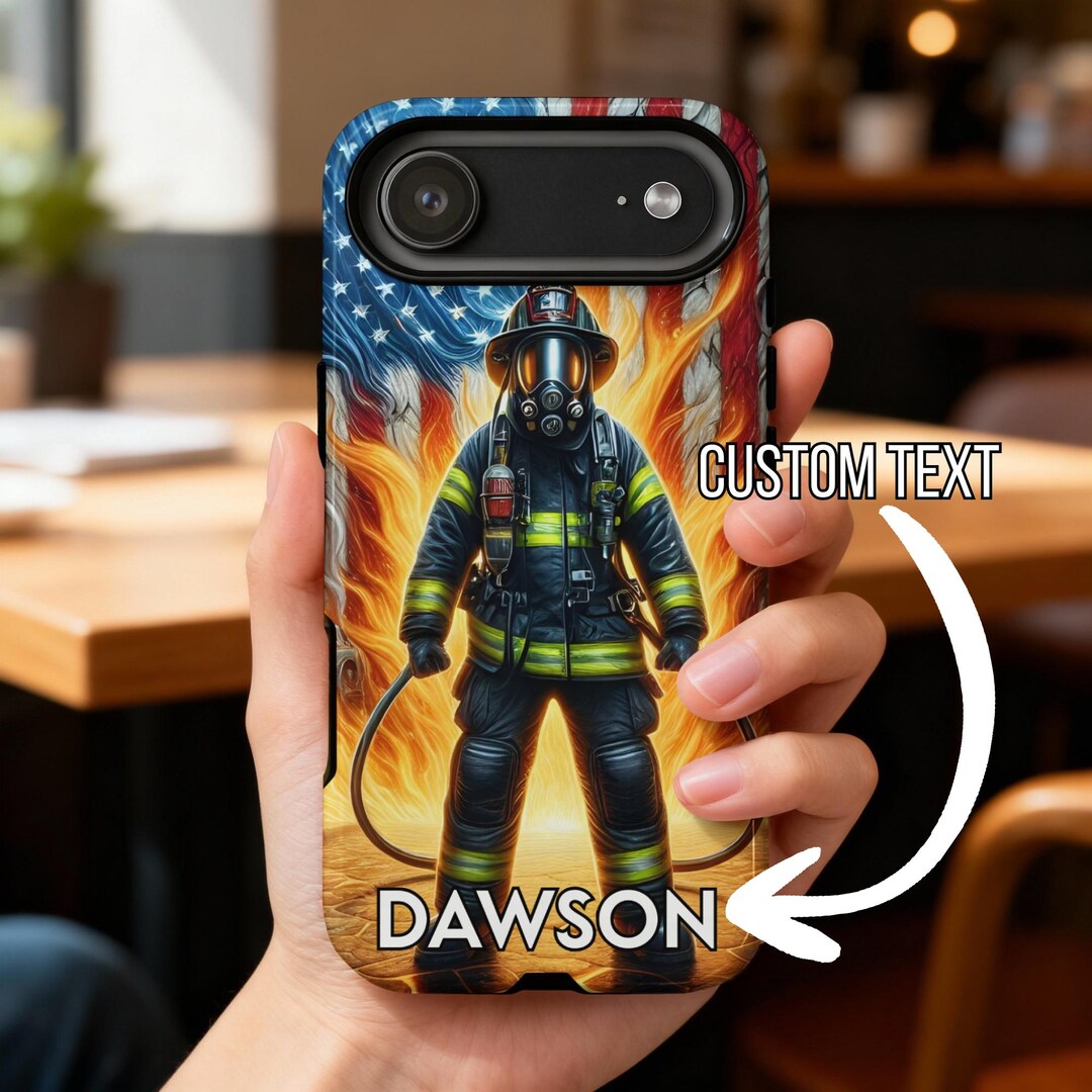 Firefighter American Flag Tough Phone Case Personalized, Heroic Fireman ...