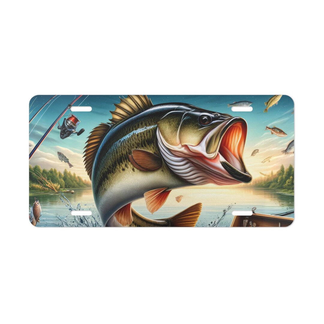 Fishing Themed Vanity Plate, Decorative Car Tag, Big Bass License Plate ...