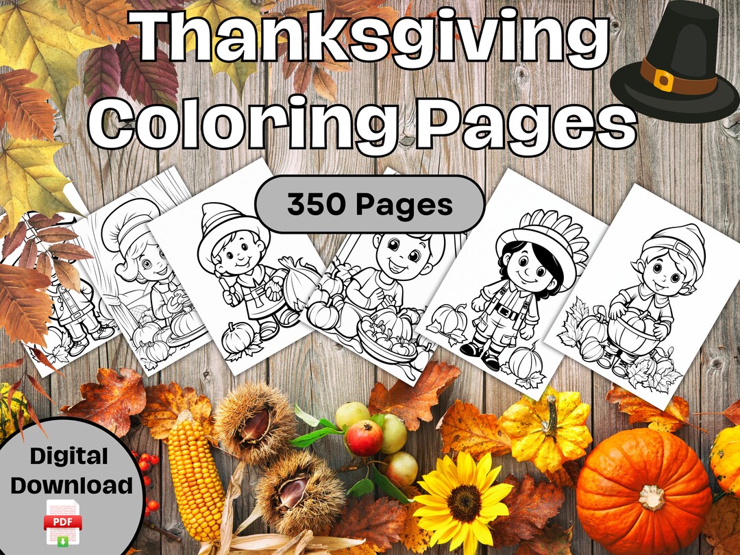 350 Thanksgiving Coloring Pages for Kids (PDF Pattern) - Etsy