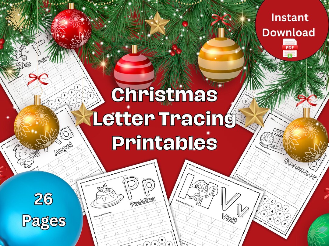 Christmas Letter Tracing Printable: Santa Theme (digital Download) - Etsy