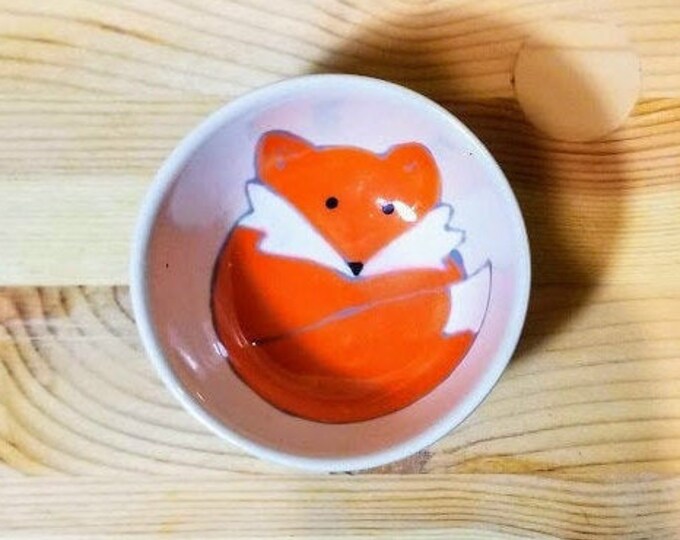 Fox Ceramic Bowl, Hand Painted Fox Dish, Ceramic Sauce Dish, Fox ...