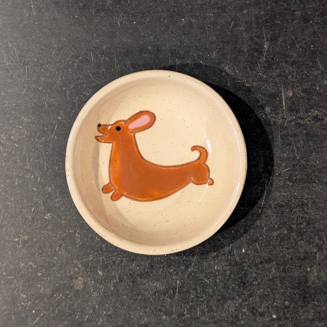 Weiner Dog Bowl-small Dachshund Dish- Ceramic Weiner Dog Ring Holder ...