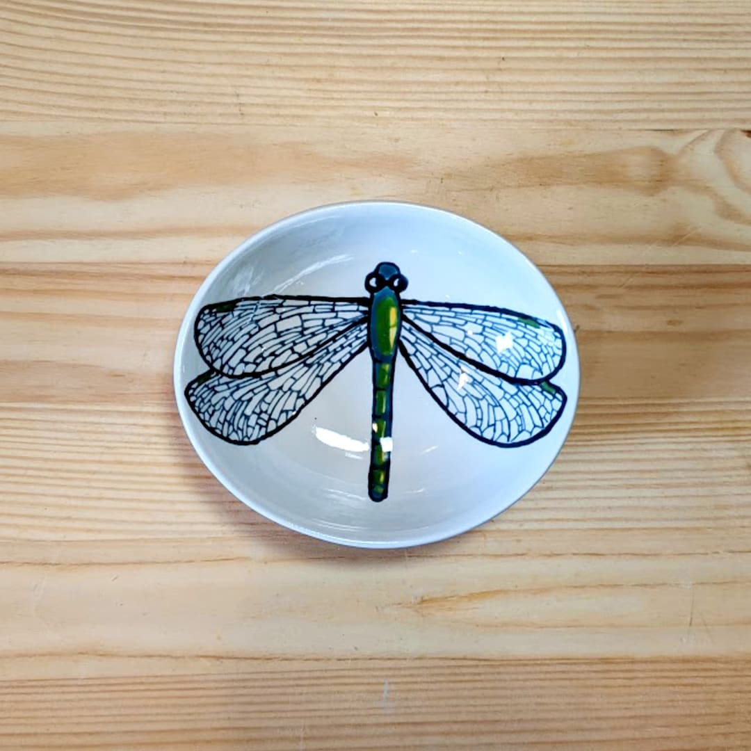 Dragonfly Ceramic Bowl Oval Dragonfly Spoon Rest Dragonfly - Etsy