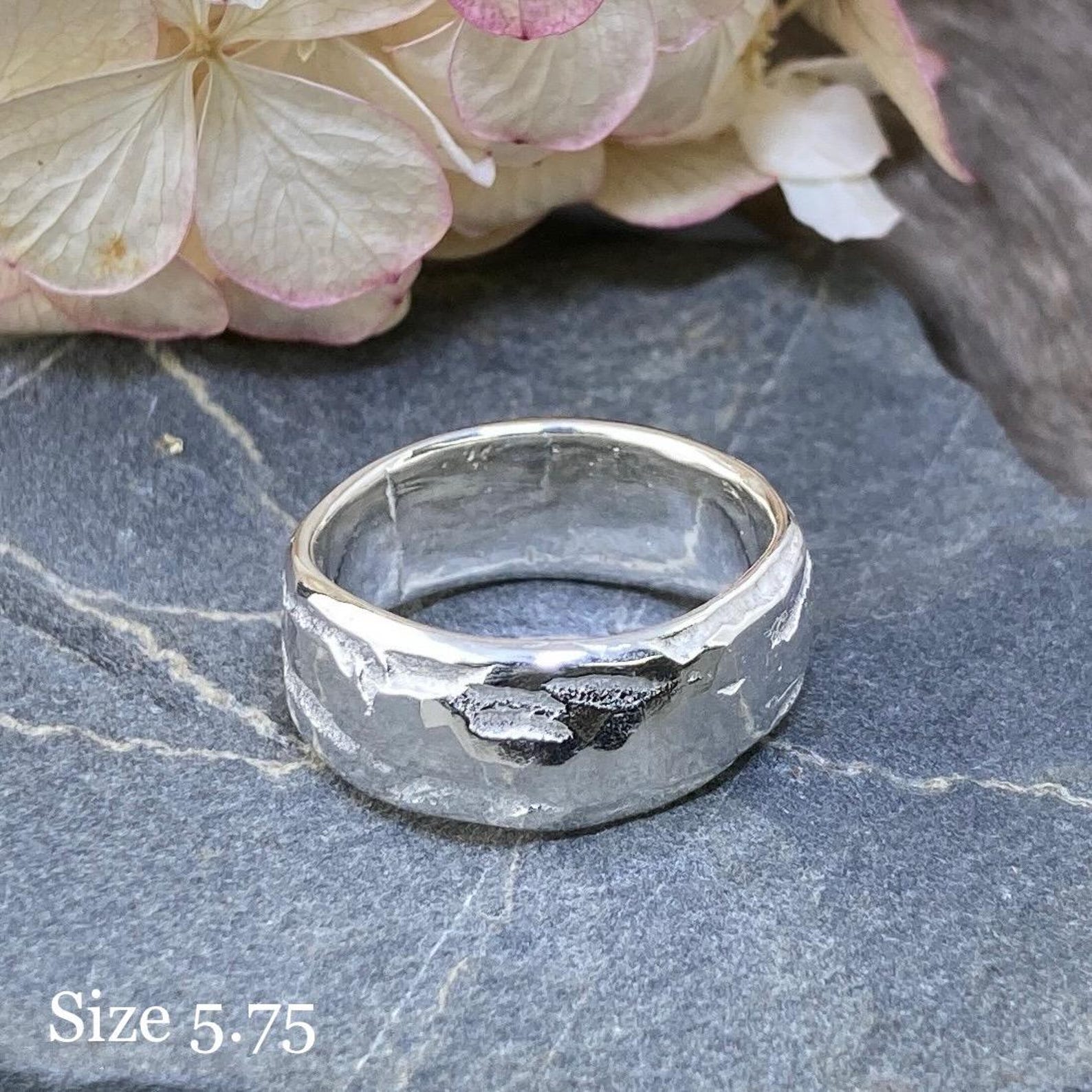 Argentium Silver Hammered Freeform Rings - Solid Silver - Traditional Silversmith Formed and ...