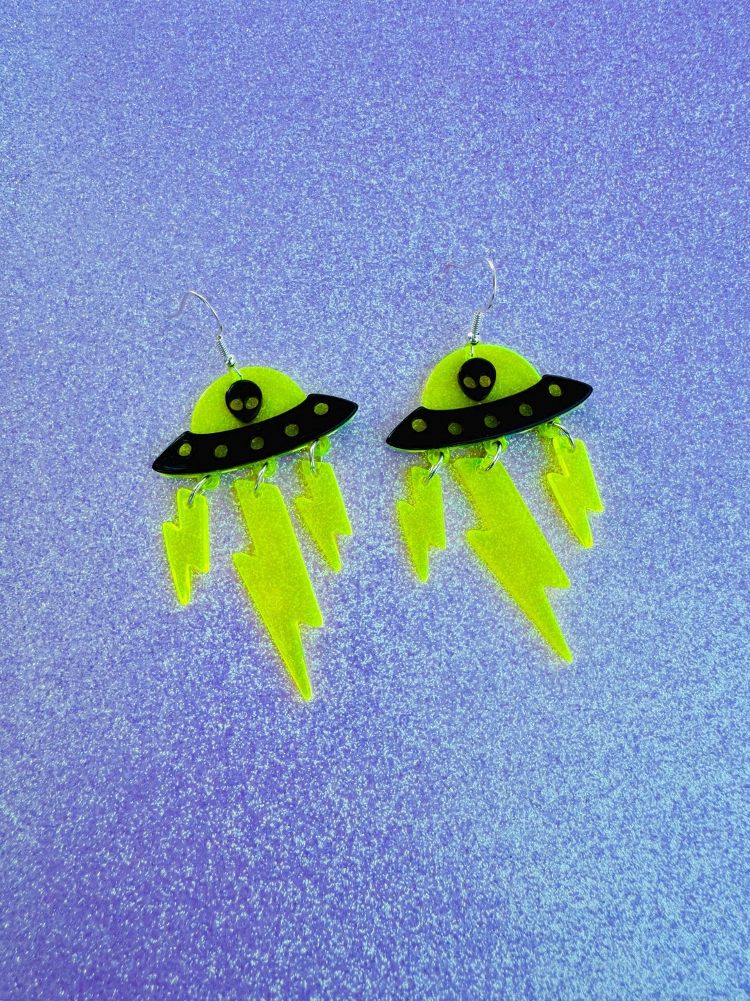 Neon UFO Dangle Earrings - Alien Abduction Jewelry - Alien Jewelry - Etsy