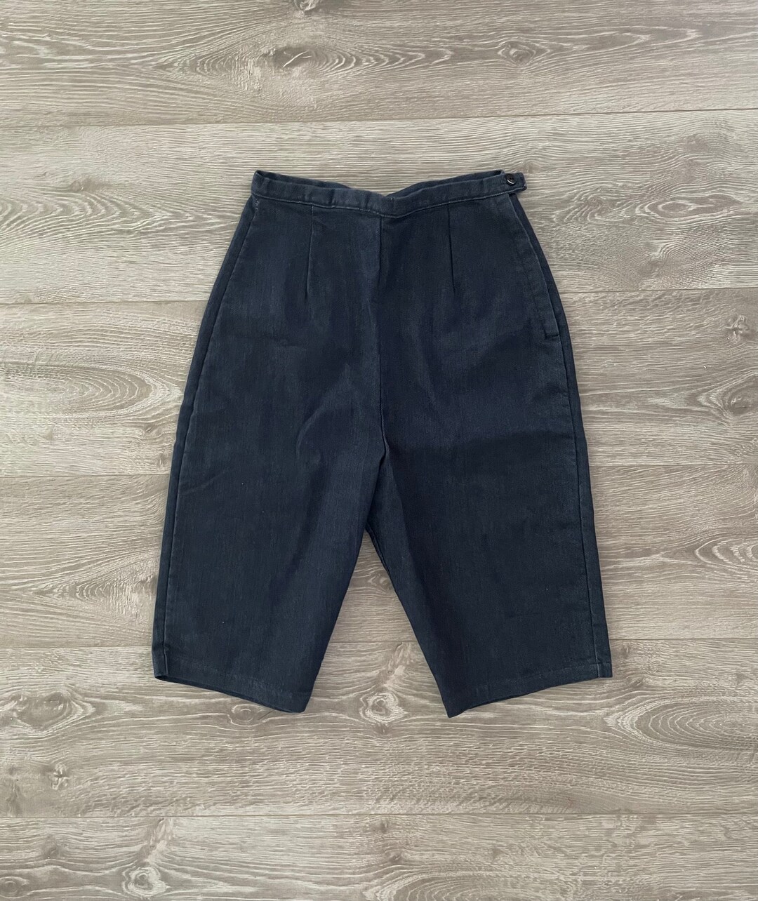 Vintage 1960s Dark Navy Denim Side-zip Clam Diggers // 60s High-waisted ...