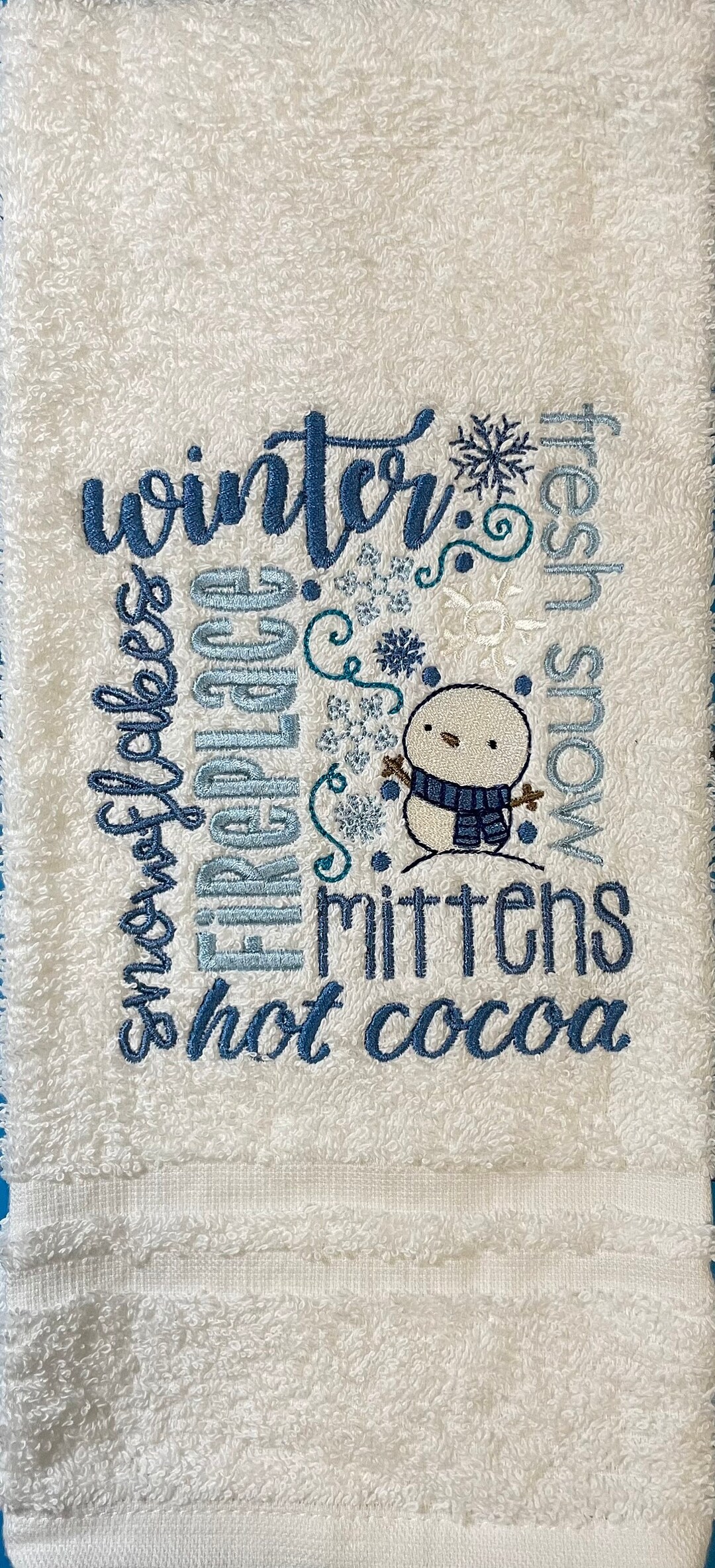 Winter Embroidered Hand Towel - Etsy