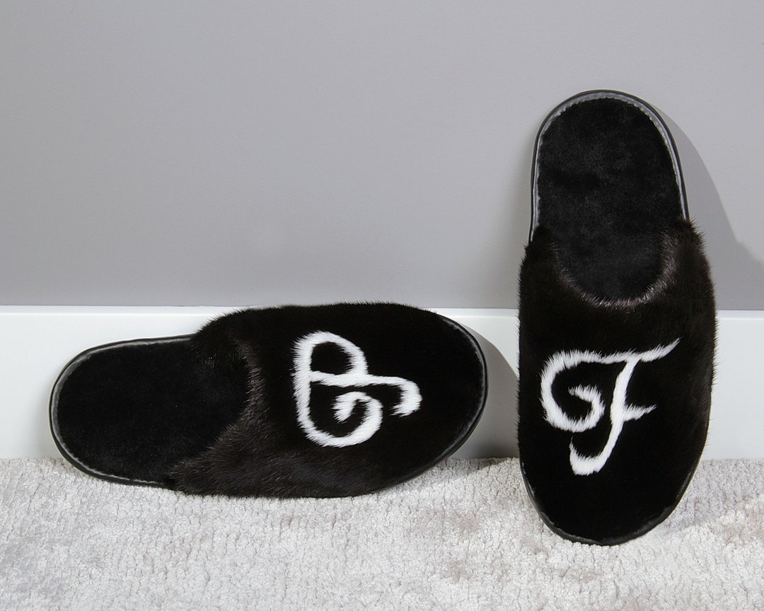 Customized Men's House Slippers - Designer Fuzzy Gift for Him, Cozy Fur ...