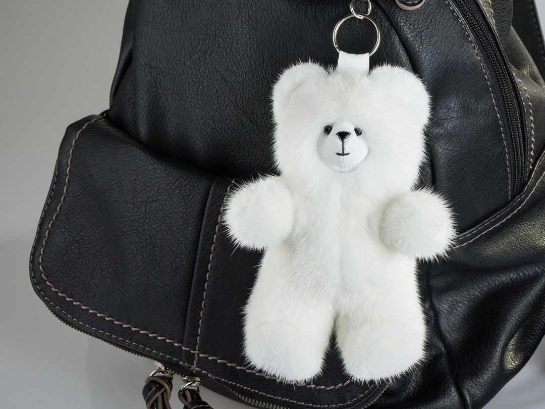Teddy Bear Charm Handmade Mink Fur Keychain, Adorable Accessory for ...
