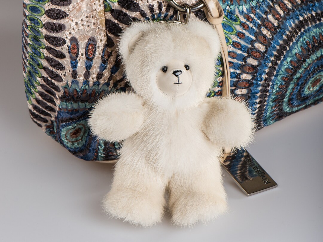 Mini White Teddy Bear Keychain Customised Bag Accessories, Handmade ...